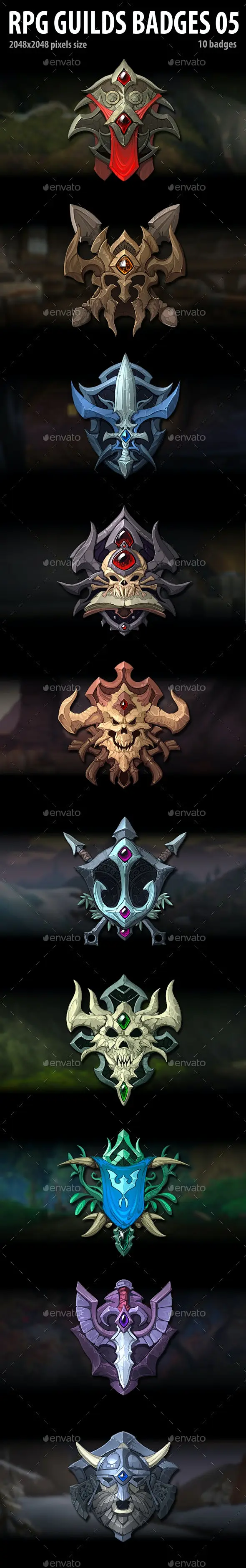 RPG Guilds Badges 05 - Miscellaneous Game Assets-花瓣网