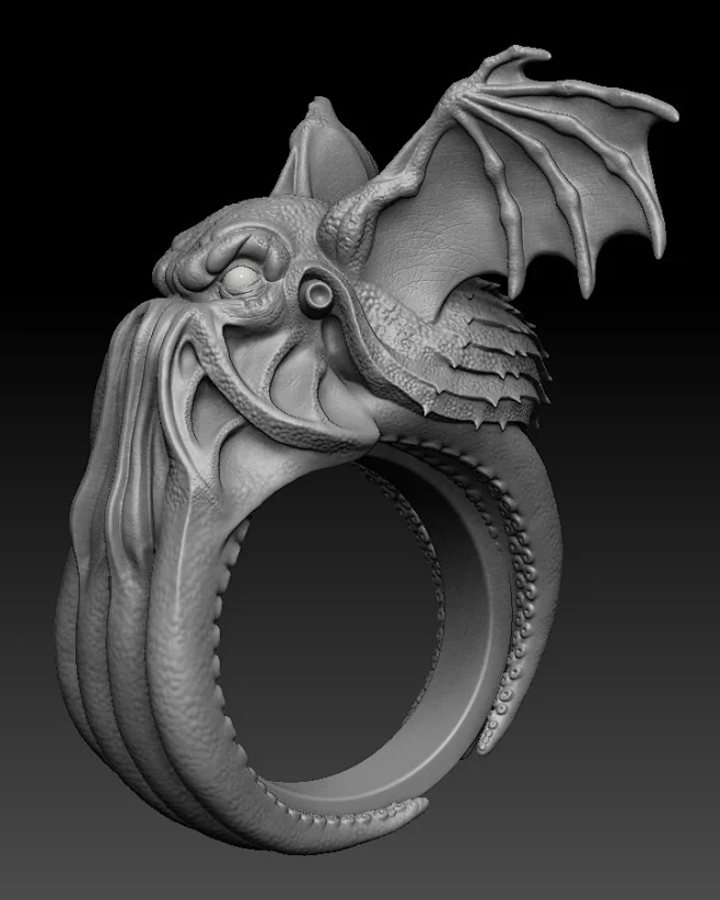 Cthulhu Ring, Jorge Carlos Gonzalez : I designed this Lovecraft-inspired ring for 3d printing ...