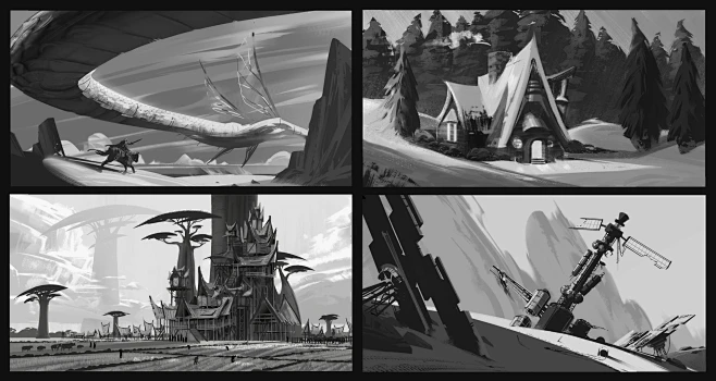 场景构图黑白构成画面构成黑白稿来自cgbook.cn (536)-花瓣网