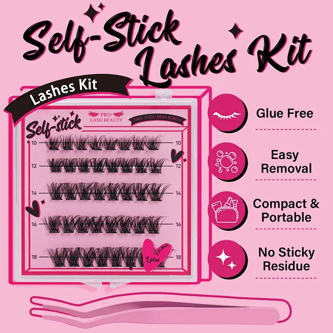 Amazon.com: Self Adhesive Eyelashes 40Pcs Lash Clusters Self Stick ...