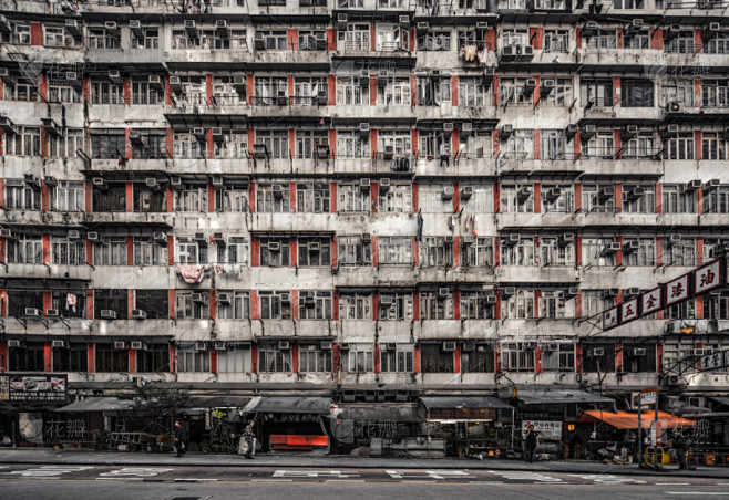 Old community, Dense residential building and view colorful apartment ...