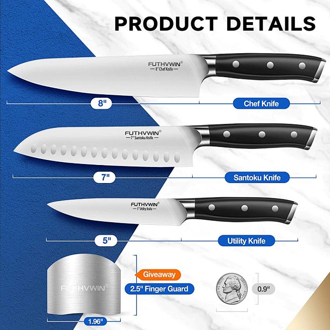 Amazon.com: FUTHVWIN Chef Knife Set Ultra Sharp Kitchen Knives 3 PCS ...