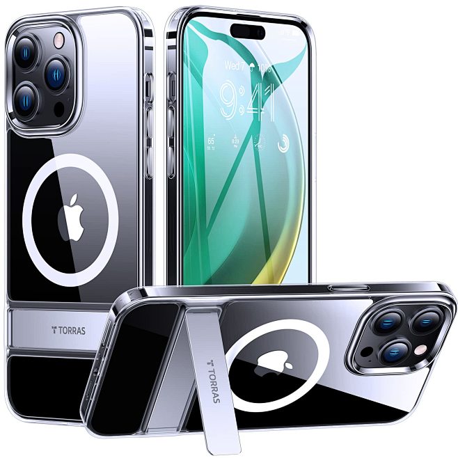 Amazon.com: TORRAS for iPhone 14 Pro Max Case Clear with Magsafe Stand, [10FT Drop Protection ...