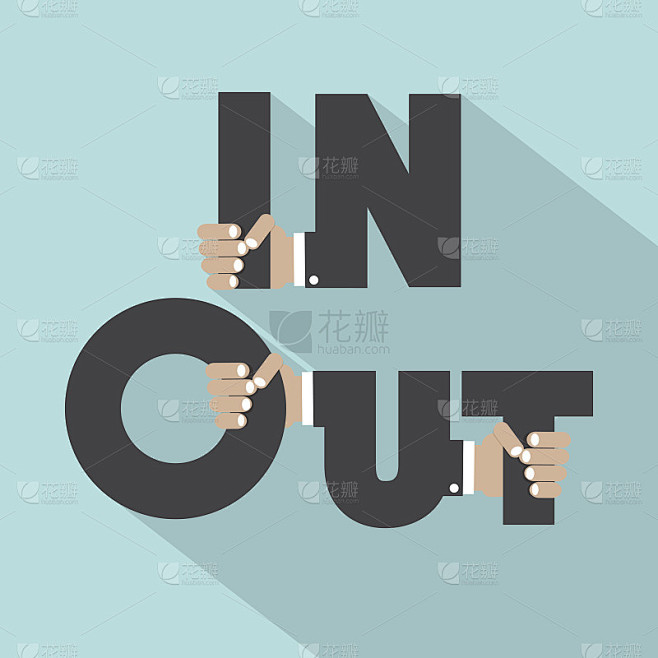 In和Out符号设计矢量插图