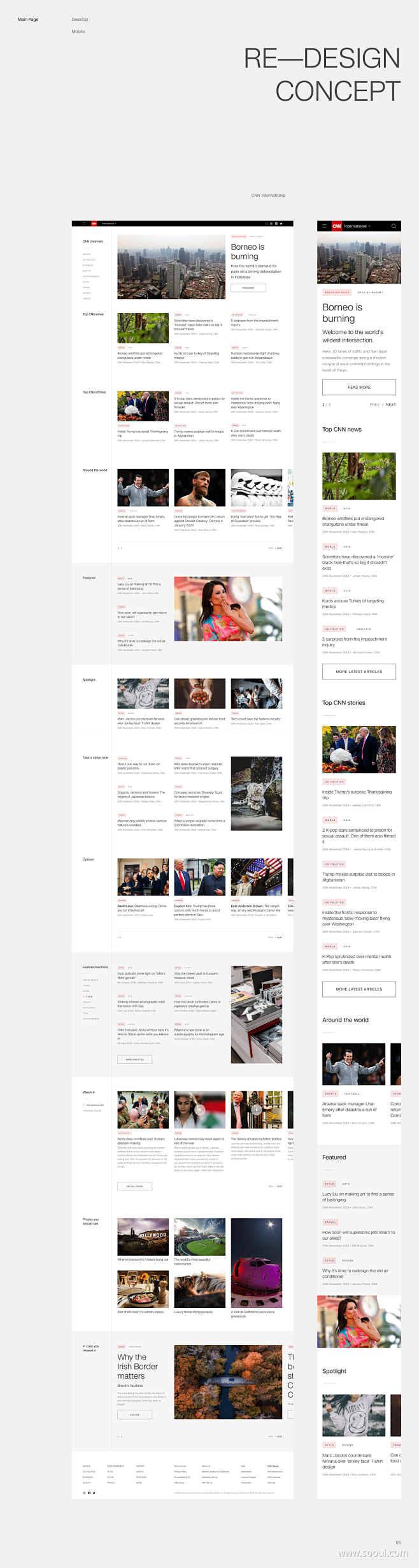 CNN - News portal redesignUI设计作品移动应用界面用户中心首页素材资源模板下载