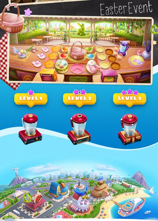 【游戏UI分享】消除游戏界面，Cooking City-花瓣网