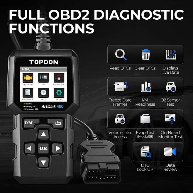 Amazon.com: TOPDON AL400 OBD2 Scanner, Full OBDII Code Reader, Check Engine Light Scan Tool, Car ...