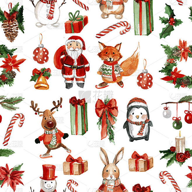 Holly jolly Merry Christmas无缝图案