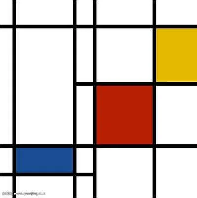 蒙德里安红黄蓝构图-花瓣网