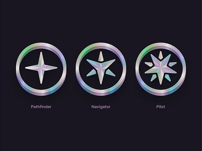 恒星徽章徽章设计Figma渐变全息图标图标插图星矢量-花瓣网