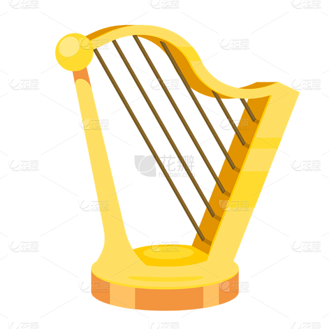手绘-西方复古乐器贴纸SVG-竖琴