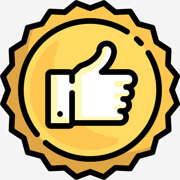 推荐好评的贴纸图章矢量图标_88ICON https://88icon.com 点赞 称赞 图标icon 卡通手绘 竖大拇指 好评 贴纸 图章 推荐 金色 金黄色 棒的手势