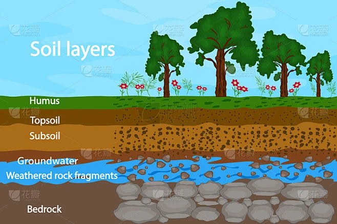 土壤层次。土层图。素材-花瓣网