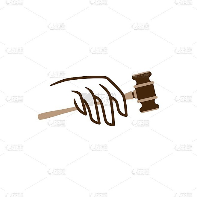 hand hold justice hammer law vector icon illustrat