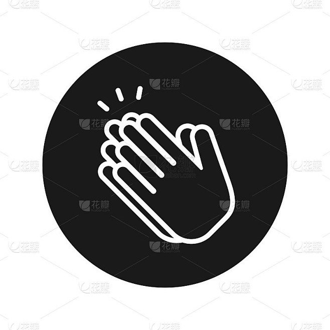 Hands clap icon flat black round button vector ill