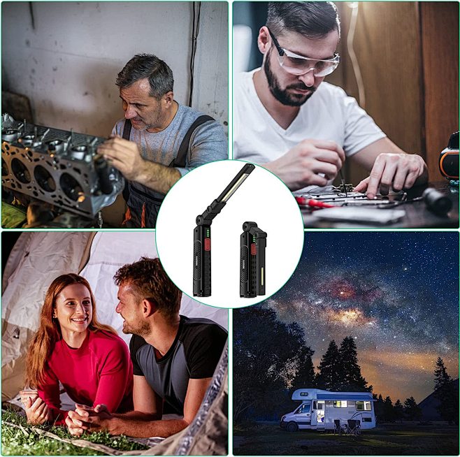 [Upgraded Version]Double-Sided LED Work Light, Flashlight, Rechargeable ...