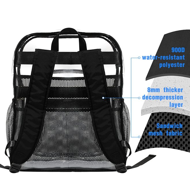 Amazon.com | IMUXYUQ Clear Backpack Heavy Duty Clear Backpack With Front Accessory Pocket ...