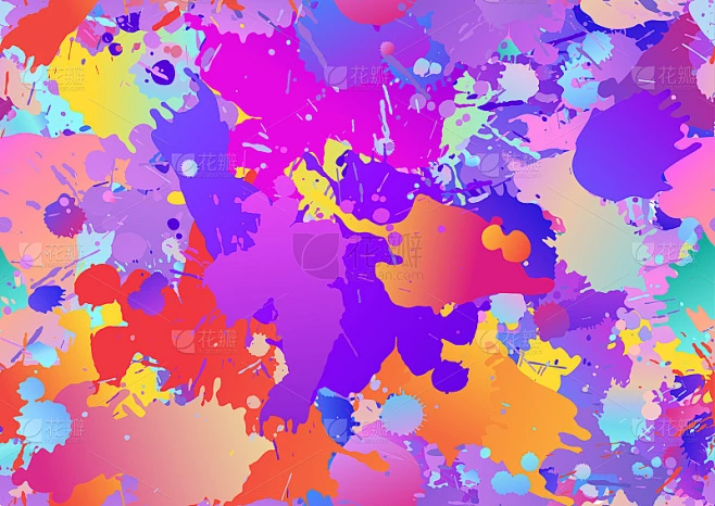 Colorful seamless pattern background with art pain素材-花瓣网