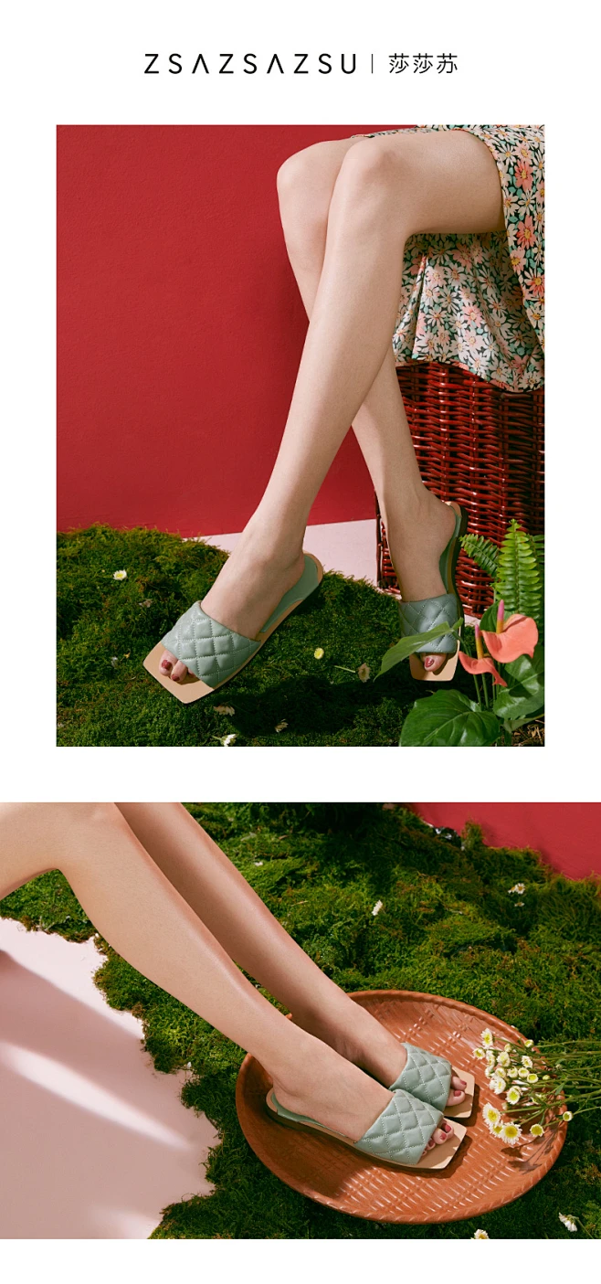 莎莎苏夏天新款时尚拖鞋女平底一字凉拖鞋外穿绿色潮鞋ZA10481-60-tmall.com天猫图片_女鞋创意图片素材-花瓣网