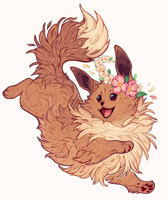 Giulialibard 作品的主题大多是猫狗狮虎等等动物，灵动飘逸的体态，还有对毛发的独特画法，给人软绵蓬松的感觉。