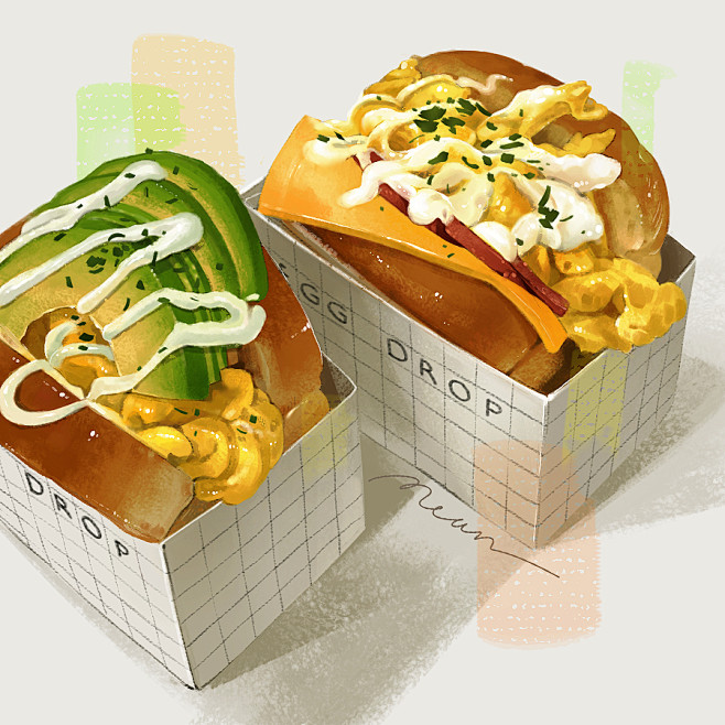 #drawing egg sandwich - monchi的插画