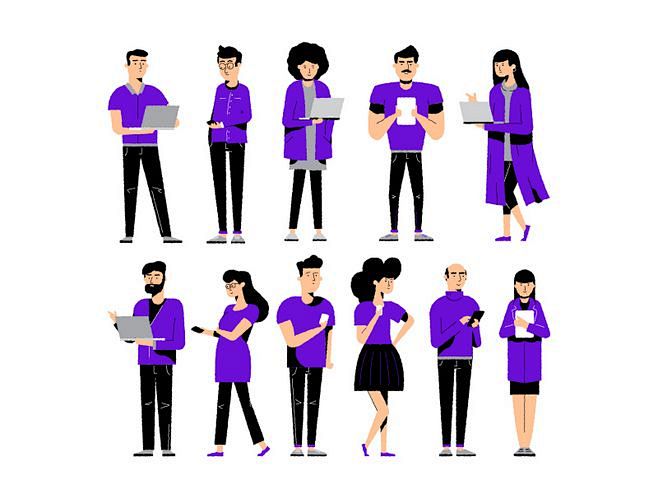 扁平插画小人物png素材-插画人物参考png- 插画人物小人素材png- 扁平插画 小孩 大人 上班族插画-情感化扁平插画人素材png ...