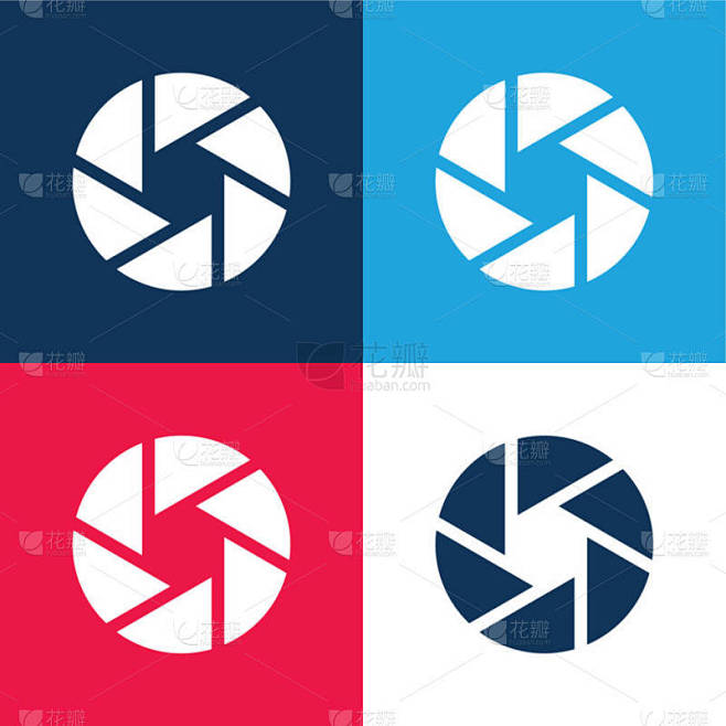 Aperture Blue and red four color minimum icon set