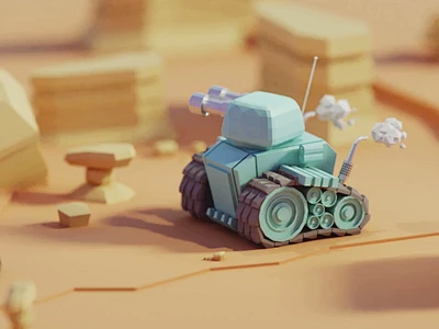 Finn the Tank (animated) motion cute tank animation b3d 3d low poly ...