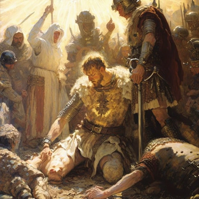 edward-denton-edred-king-arthur-in-full-plate-armour-wounded-on-the ...