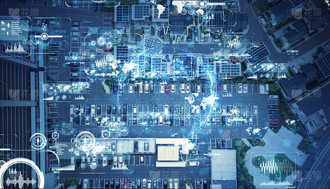 社会基础设施和通讯技术概念。物联网(物联网)。自治区交通。