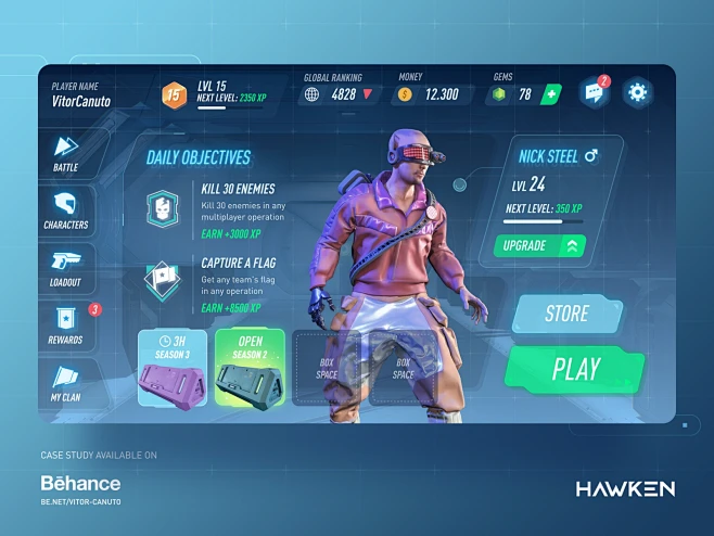 Hawken - Mobile Game UI mobile games play blue color icons science sci ...
