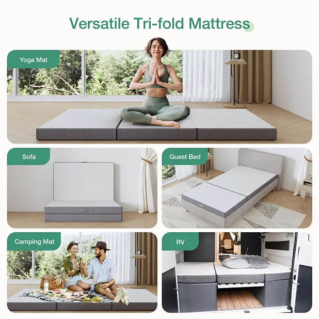 Amazon.com: Novilla Folding Mattress Queen, 4 Inch Cozy Gel Foam ...