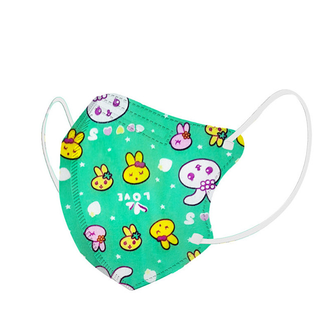新款儿童印花KN95蝶形kid mask卡通图案可爱5层n95立体防护口罩