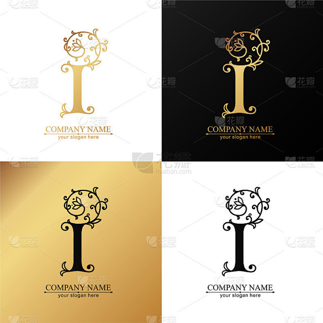 Premium Vector I标志。Monnogram,刻字。精英公司的个人标志或标志。