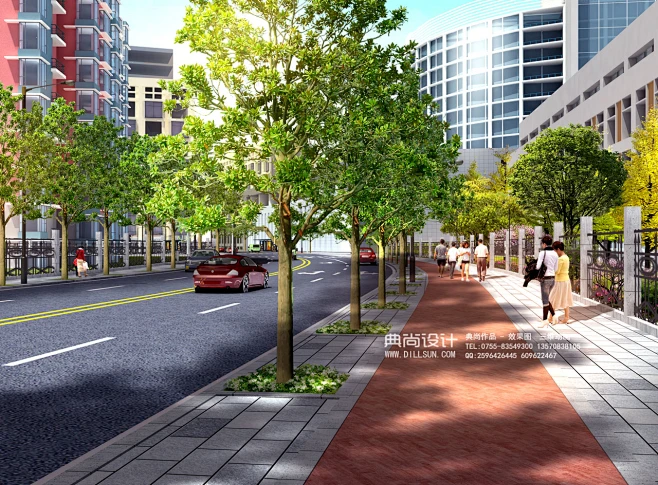 3a白石岗路人行透视二市政道路景观设计规划效果图 市政工程设计-花瓣网