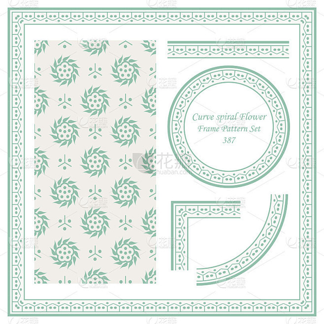 Vintage Border Pattern 387东方曲线螺旋花