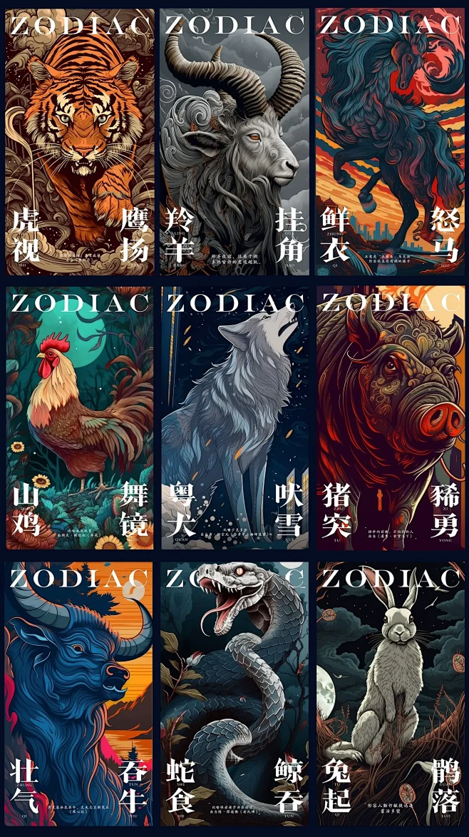 Midjourney绘制十二生肖海报。利用了Midjou - 抖音-花瓣网
