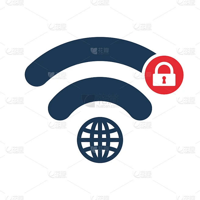 Internet icon with padlock sign. Internet icon and素材-花瓣网