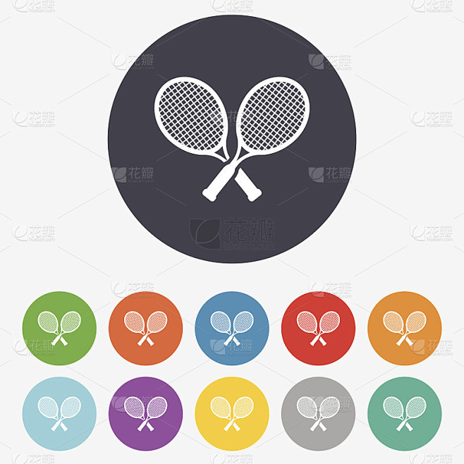 网球拍标志图标。运动的象征。