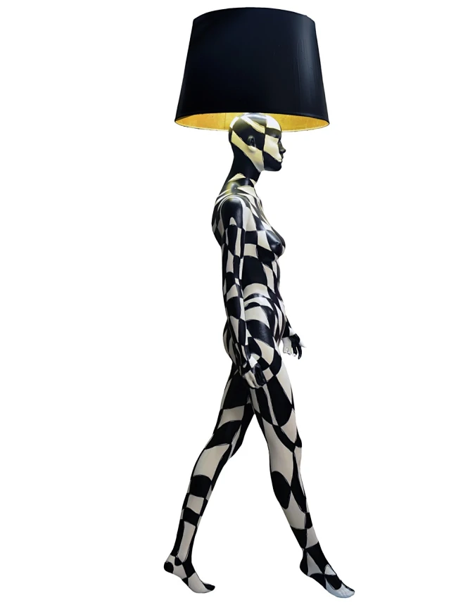 Black White Graphic floor lamp from Jimmie Martin : Hand painted one ...