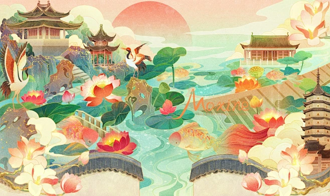 【国潮】苏州园林_莫醒__插画师作品_涂鸦王国gracg.com-花瓣网