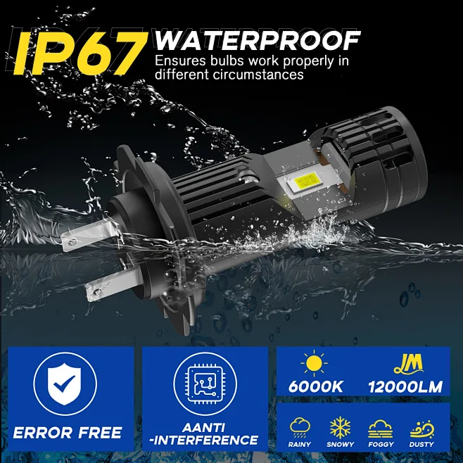 CAR WORK BOX H7 LED Lampadine Fari, per Auto, 70W 12000LM 6000K, Nero ...