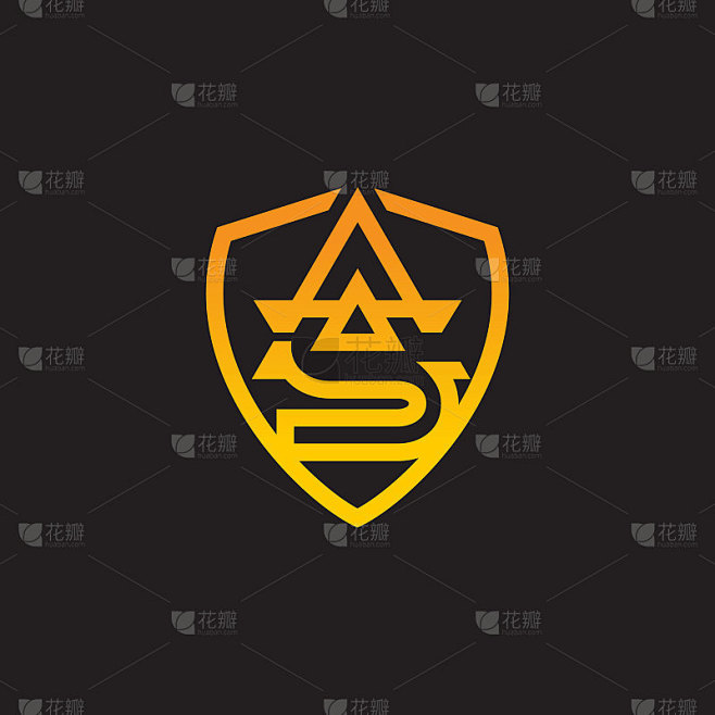 SA字母标志设计与创意现代潮流字体和橙色。