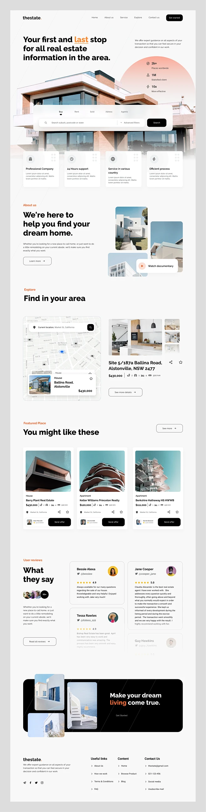 Thestate - Real Estate Landing Page by Zhofran Ardyan for Hatypo Studio ...
