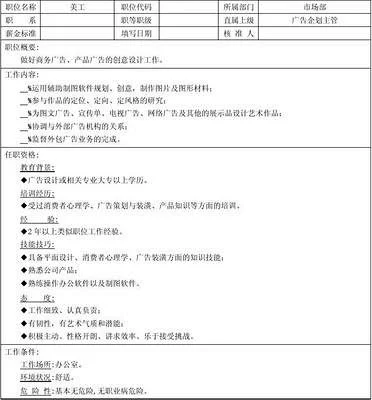 职位说明书--美工工作内容描述及任职资格-花瓣网
