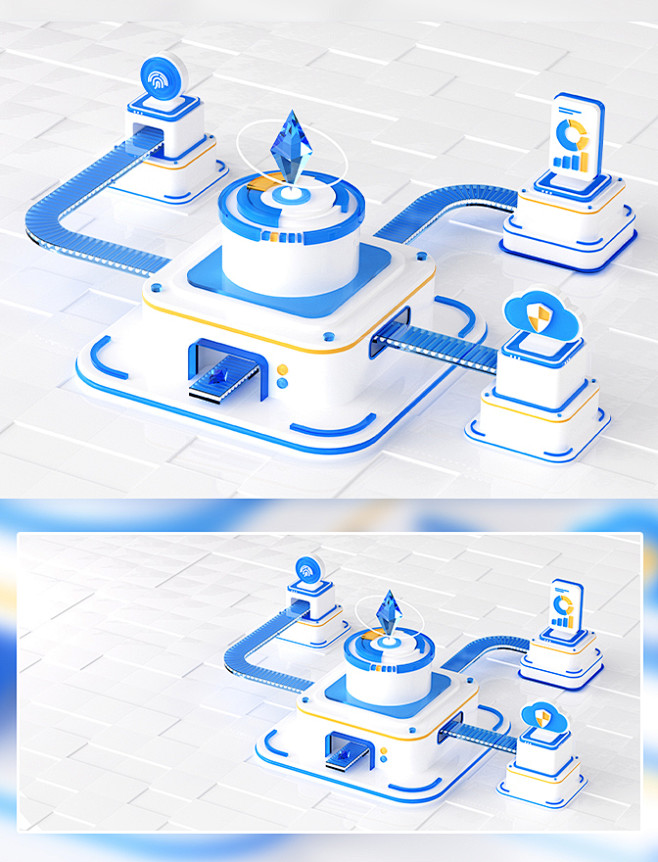 3D磨砂玻璃风商务科技办公场景背景