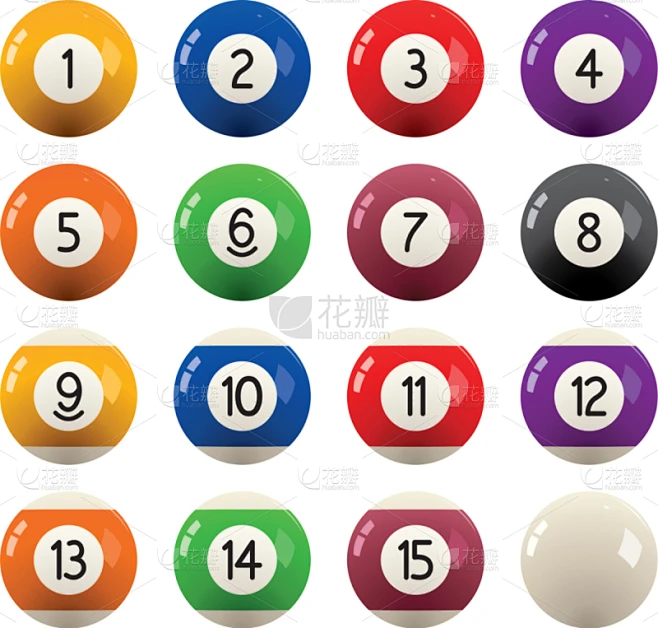 球袋,台球,数字,圆形,球体,白色,黑色,闪亮的,收集素材-花瓣网