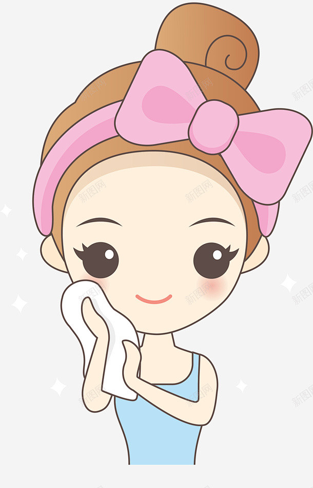 卡通洗脸女孩 页面网页 平面电商 创意素材