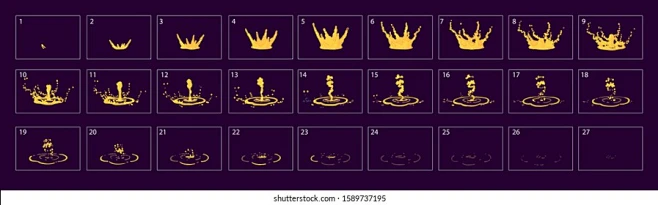 Стоковое векторное изображение: Water splashes animation. Water sprite ...