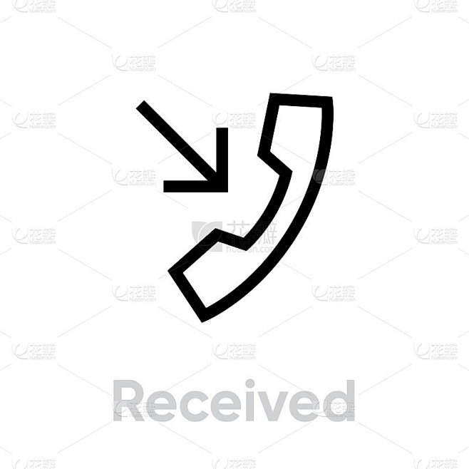 Receive call icon. Editable line vector.